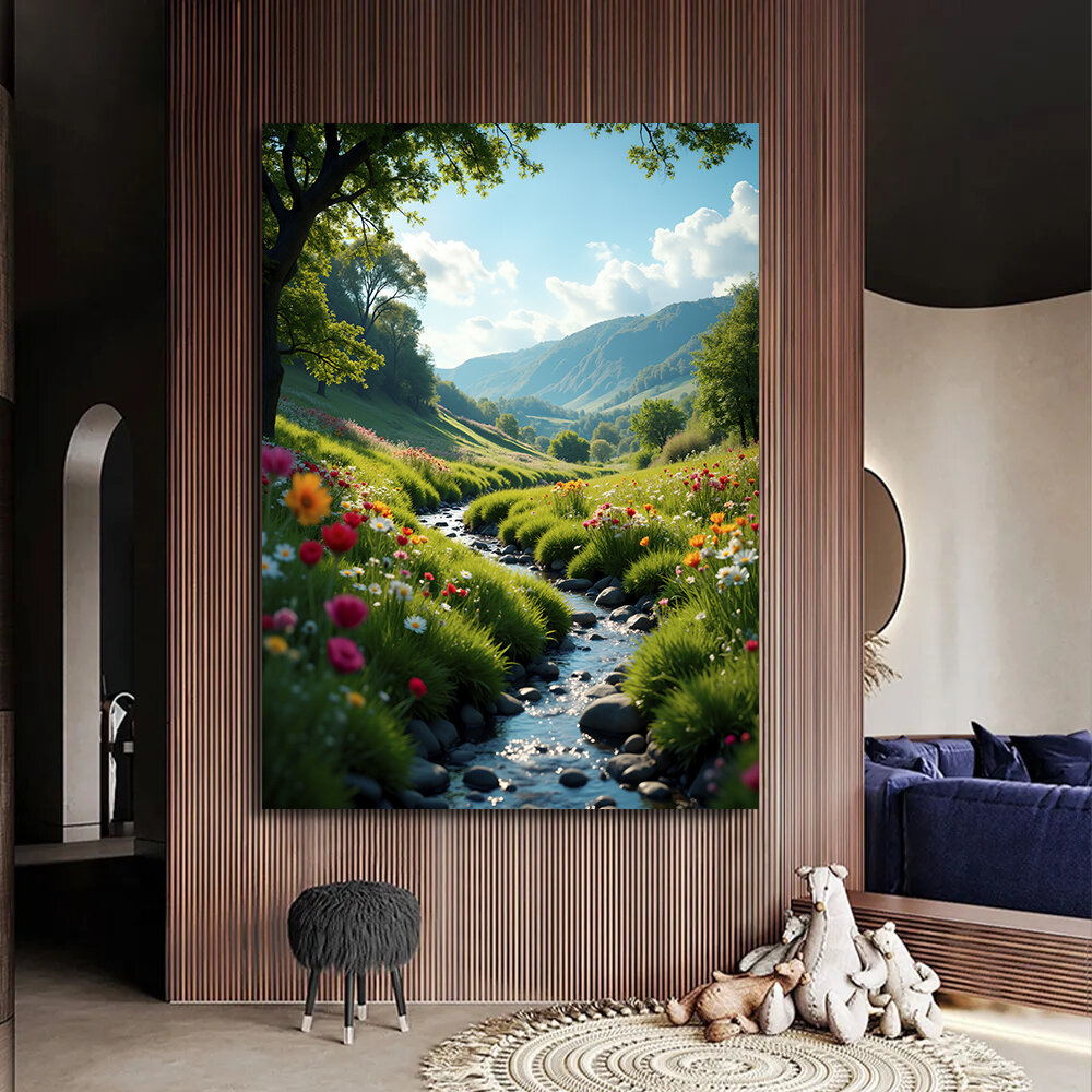 Пейзаж / природа, картина лес / река, 20х30 см, горы, море