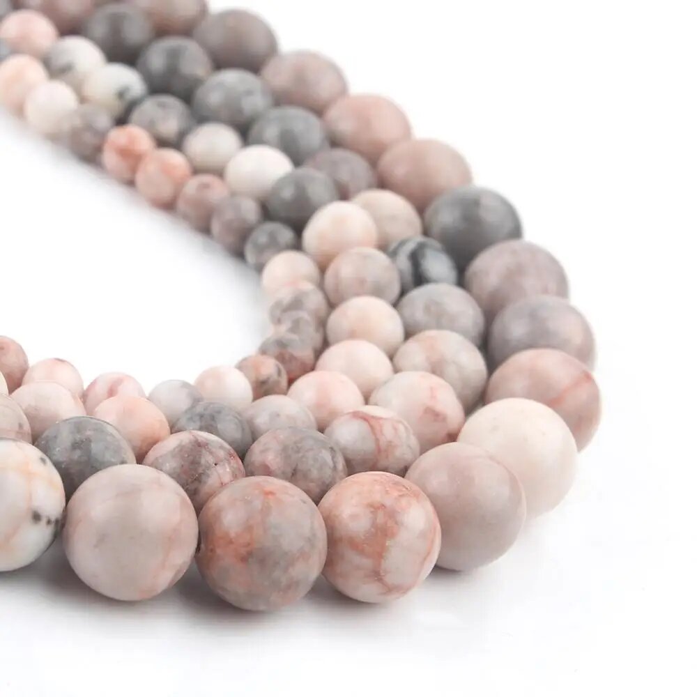 Минеральные бусины GMB724 набор 91 шт 4mm 91pcs beads, Pink Zebra Jasper