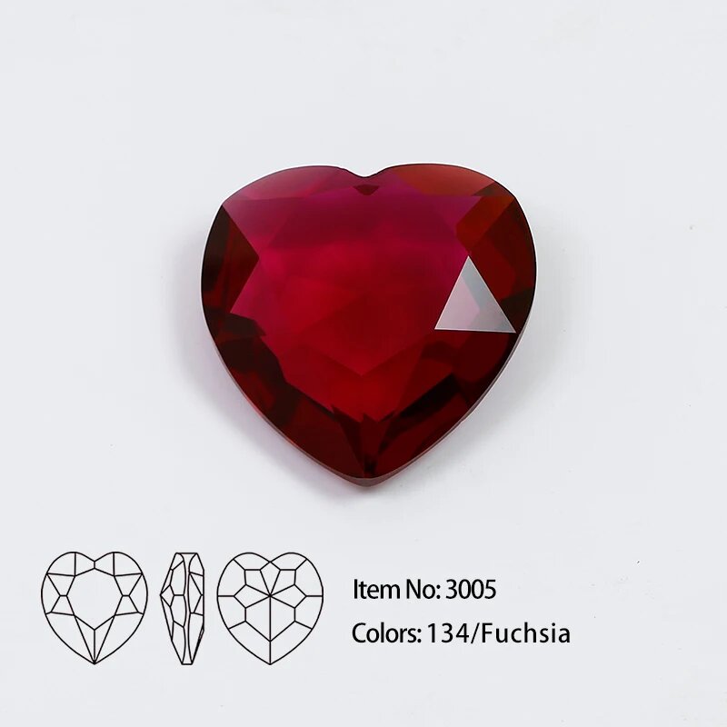 Стразы сердце 28 мм, Бордовый (134 Fuchsia)