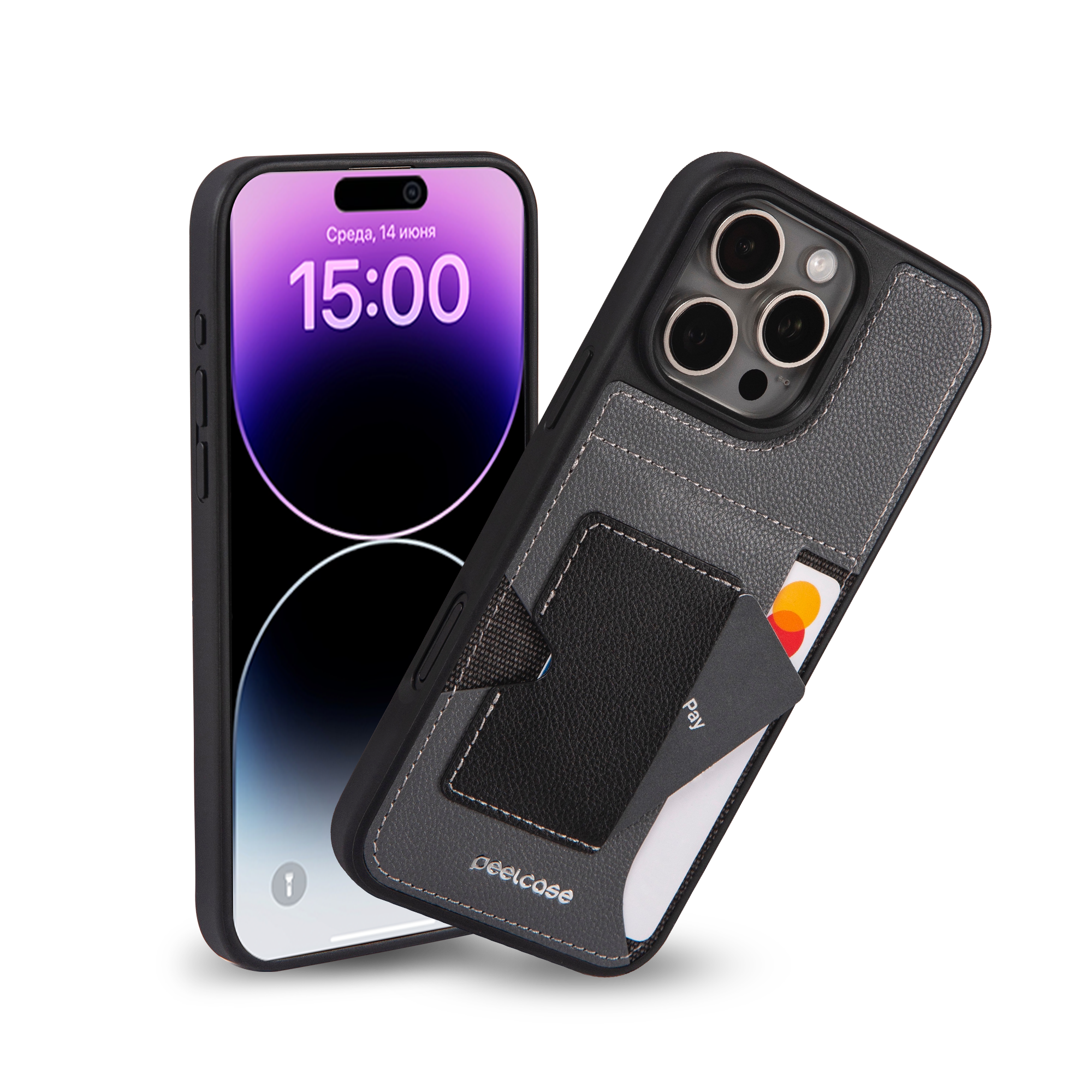 Защитный чехол для iphone 16 pro max с карманом для карт и стикера