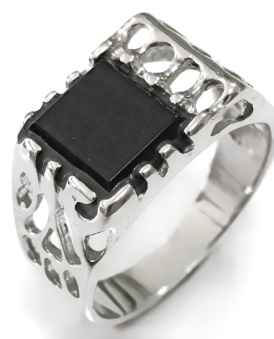 Печатка, серебро, 925 проба, родирование, оникс