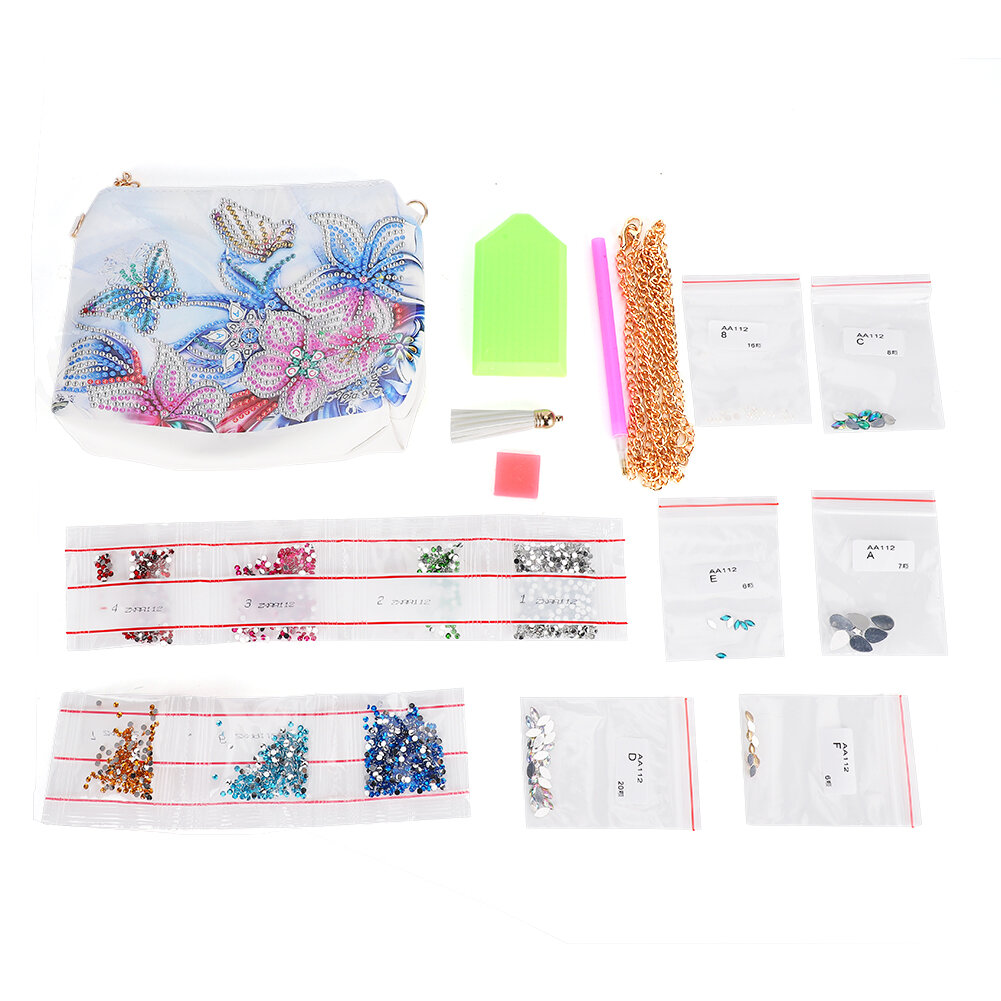 Кошелек с алмазной росписью, белый, из искусственной кожи, косметичка на цепочке, сделай сам, ручная работа, подарок для женщин