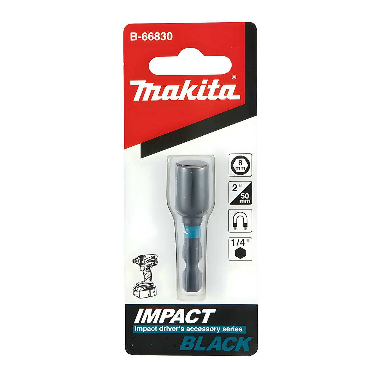 Головка торцевая 8 х 50 мм, магнитная Impact Black MAKITA B-66830