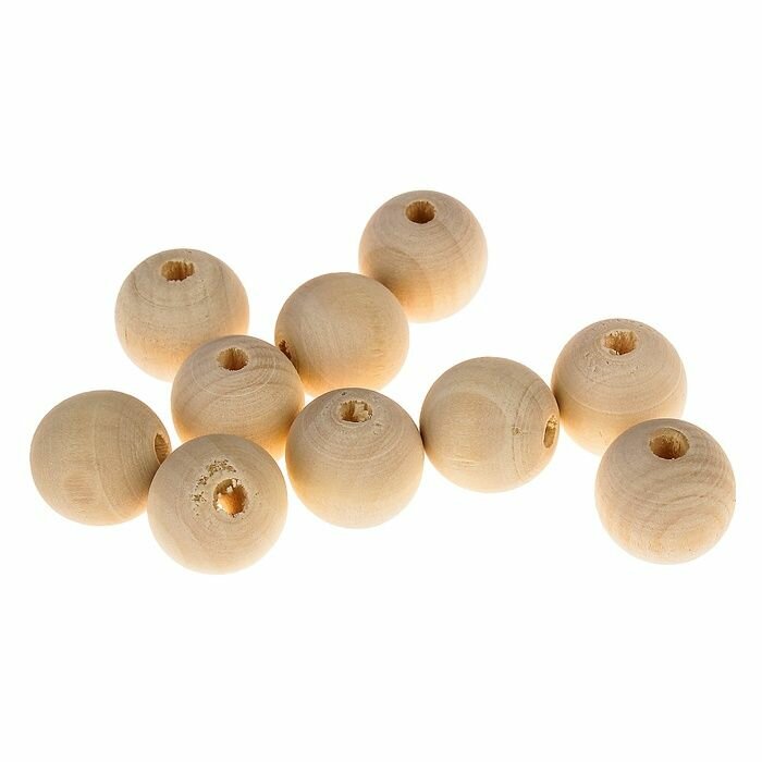 Набор бусин Sima-land дерево, D 18 мм, без покрытия, 10 шт (4138183)