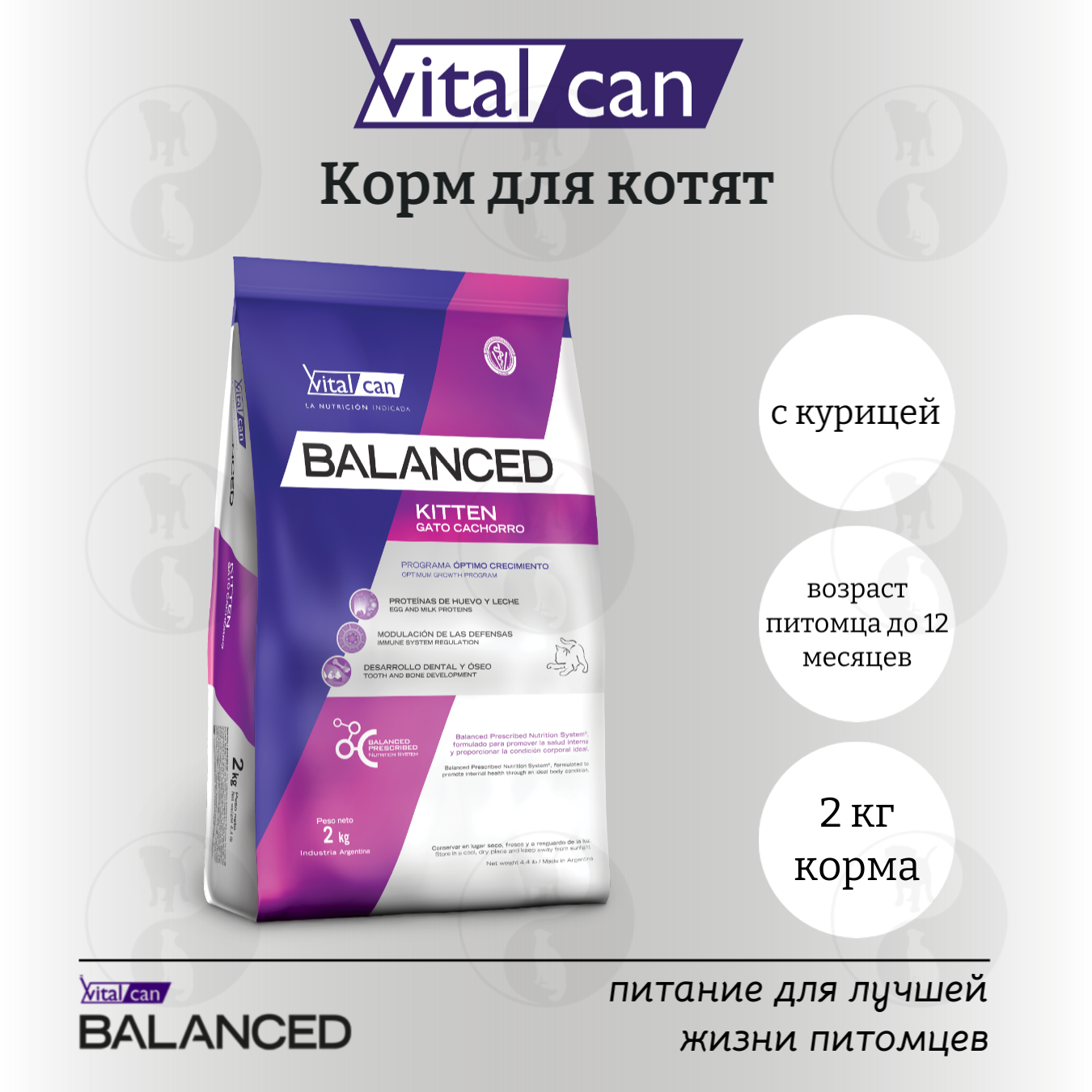 Vitalcan сухой корм Balanced Cat Kitten для котят с курицей, 2 кг