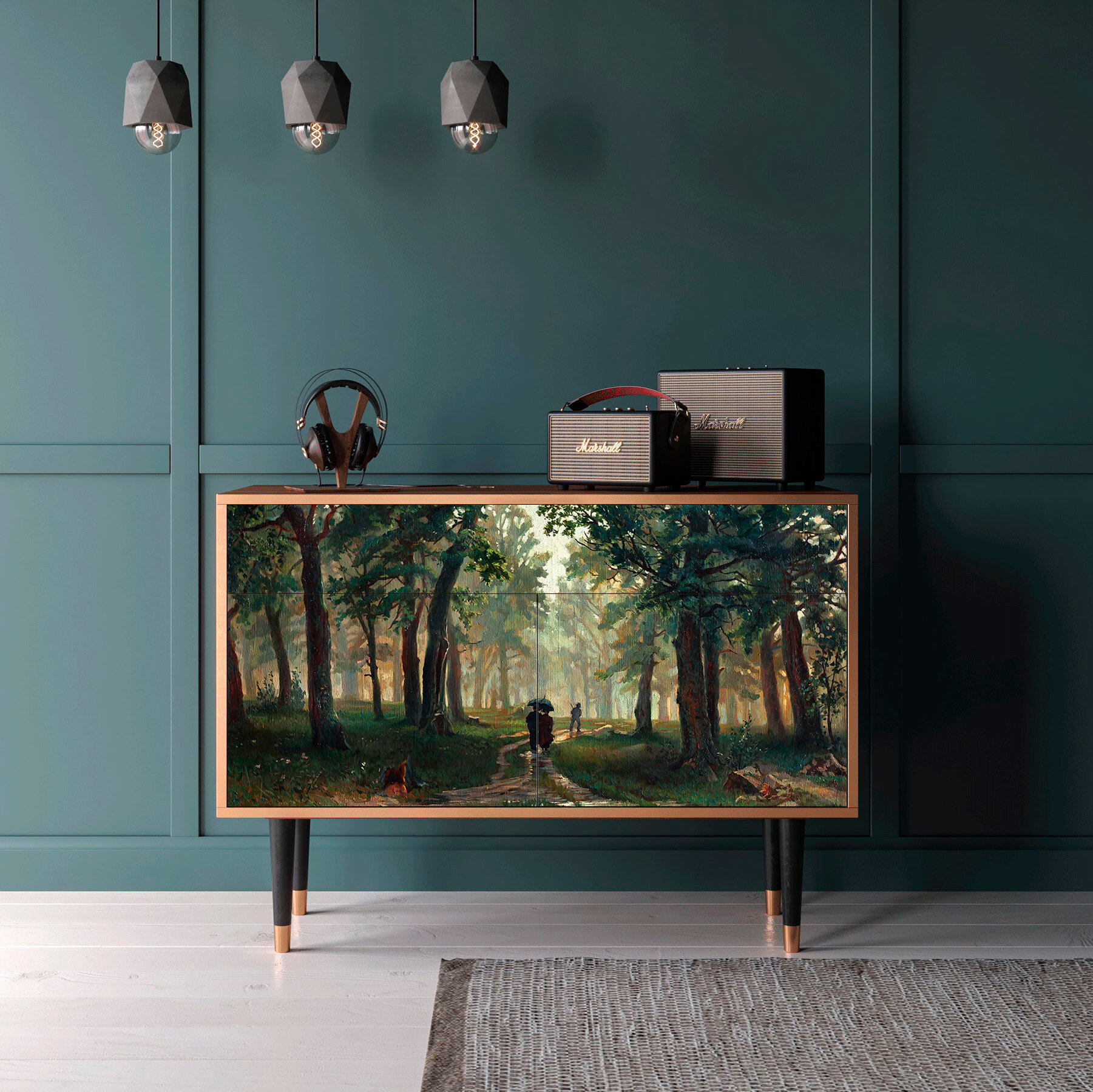 Комод - STORYZ - BS4 Rain in the Oak Forest by Ivan Shishkin, Размер - 115 x 85 x 48 см, Цвет корпуса - Орех