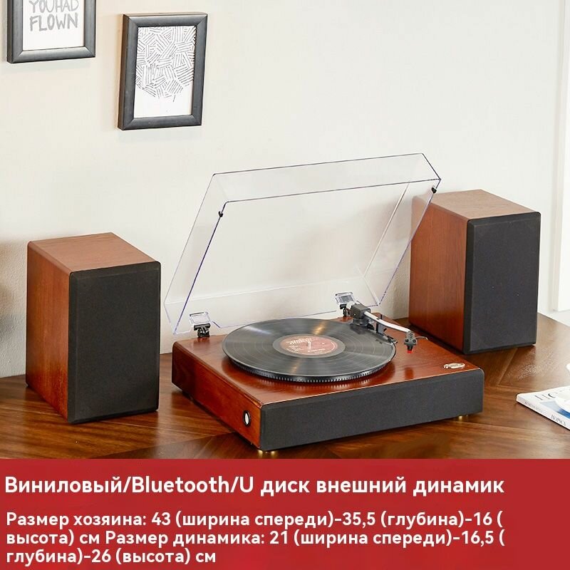Проигрыватель виниловых пластинок ретро-фонограф аудио bluetooth динамик C66