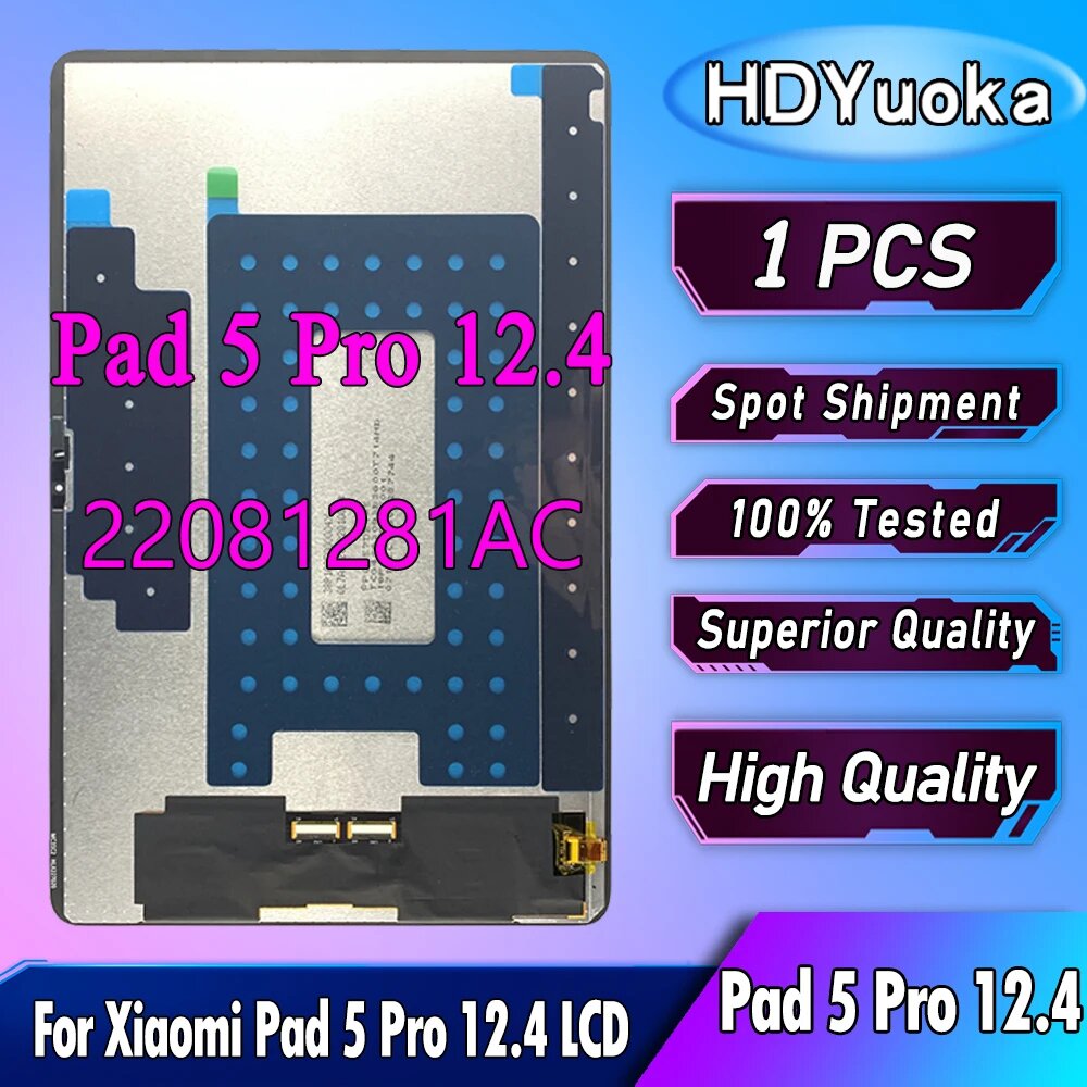 Для Xiaomi Mi Pad 5 Pro 12,4 дюйма, ЖК-дисплей, преобразователь сенсорного экрана в сборе, замена для Xiaomi Pad 5 Pro, Wi-Fi, ЖК-дисплей