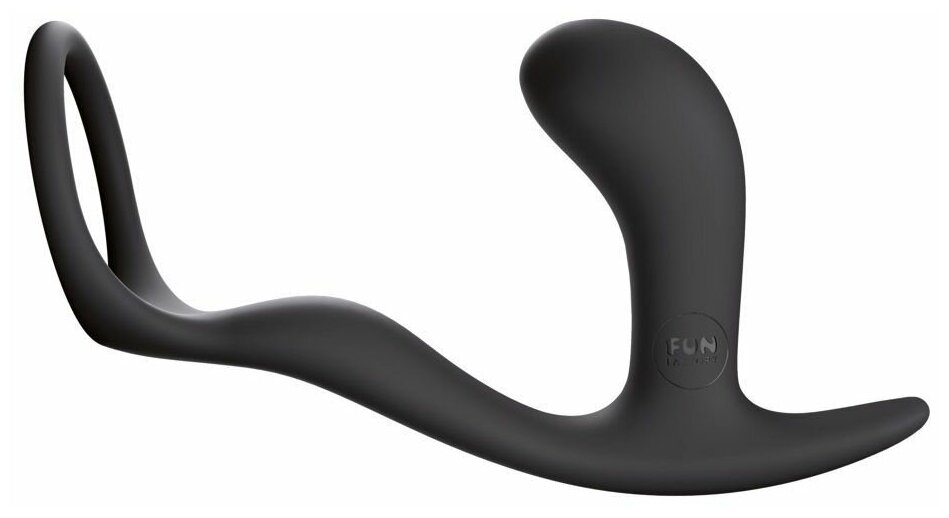 Fun Factory Чёрное эрекционное кольцо с анальной пробкой Bootie Ring черный