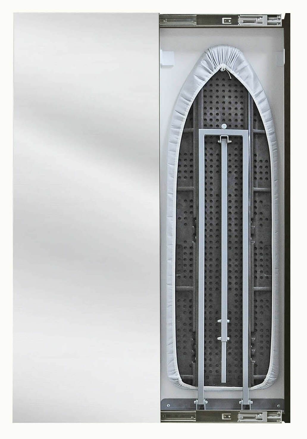 Встроенная гладильная доска с зеркальным фасадом Айрон Слим Термо, венге купе лево