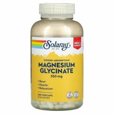 Solaray, Магний глицинат, Magnesium Glycinate, 350 мг, 240 капсул