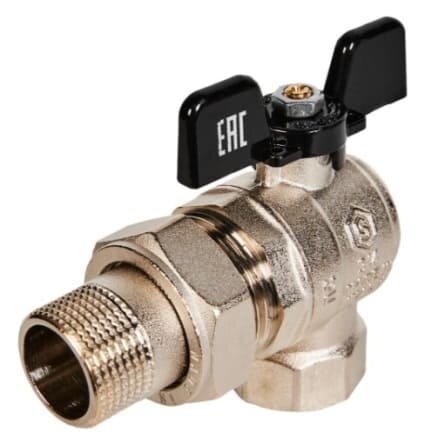 Кран шаровой угловой с американкой STOUT 3/4" бабочка ГОСТ (полнопроходной)