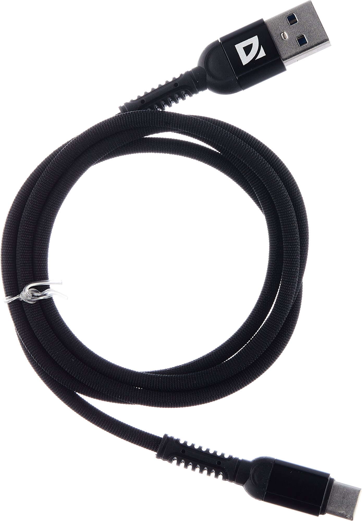 USB кабель Defender F167 TypeC черный, 1м, 2.4А, ткань, пакет