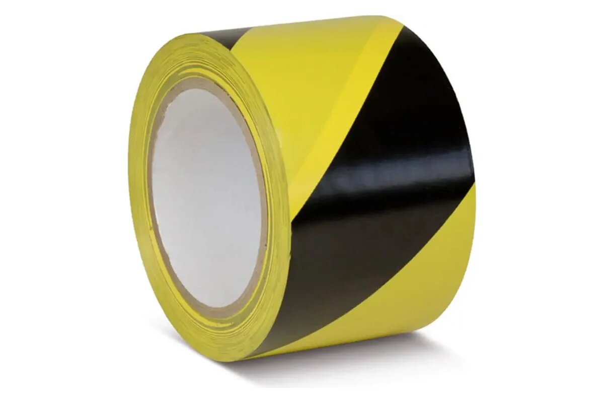 Vell самоклеящаяся лента для разметки 75 мм x 33 м желто-черная ПВХ 0,15 мм Standart