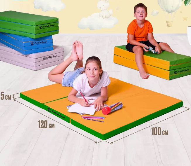 Мат складной Perfetto sport Мат № 22 (100 х 120 х 5) салатовый/жёлтый