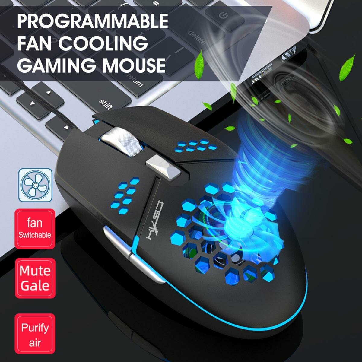 Новая игровая мышь J400 Fan Macro Programming Wire Hole с разрешением 8000 точек на дюйм и защитой от пота