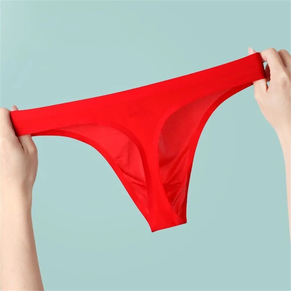Мужские бесшовные стринги из нейлона M-XXL Красный, L, Red