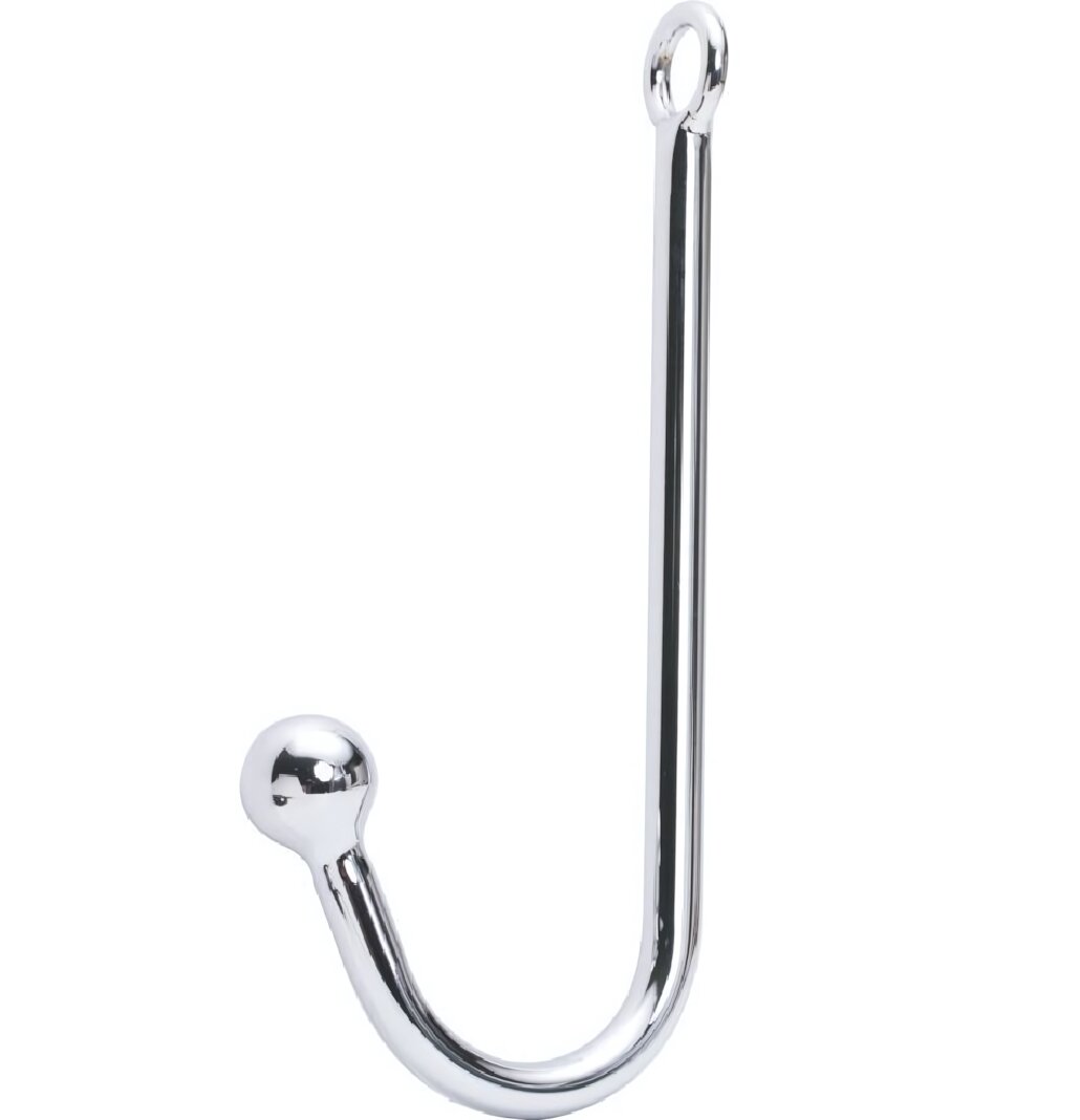 Крюк анальный металлический с шариком, 37 см, серебристый, для удовольствия