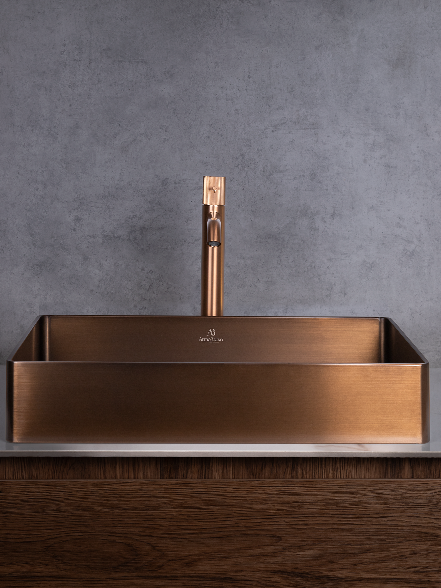 Раковина AltroBagno Astro 001020 BrAn, в ванную накладная на столешницу из нержавеющей стали, состаренная бронза