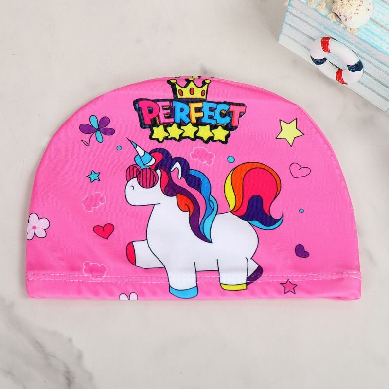 Шапочка для плавания Happy Kid Единорожка PERFECT детская тканевая маленькая для бассейна текстильная для девочки