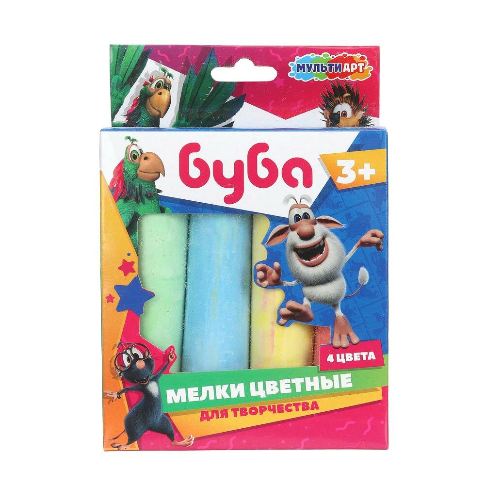 Мелки цветные мультиарт, 4 цв. "Буба" MultiArt 100MEL4-BUBA-WOT