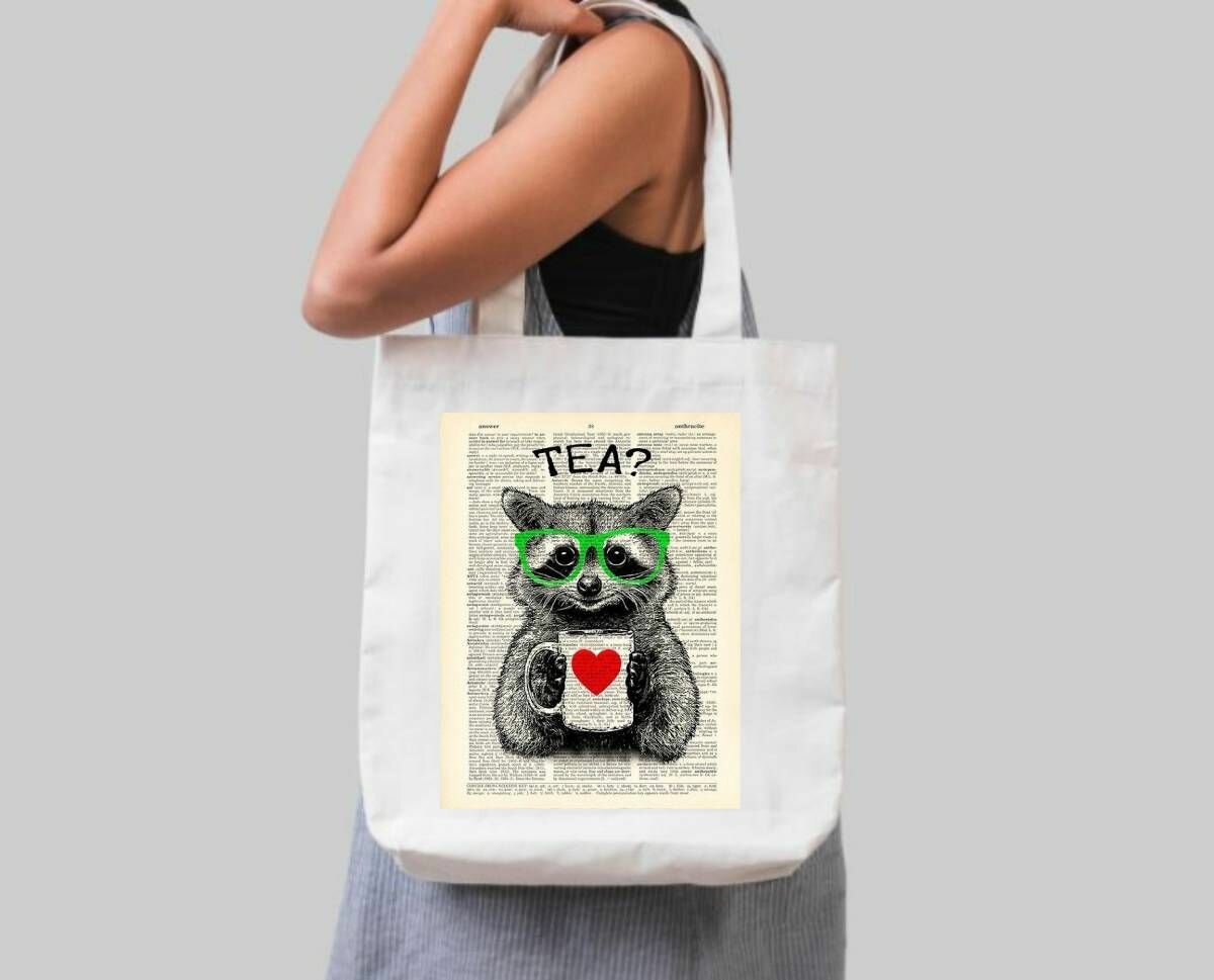 Термотрансфер "Енот и вино зл." наклейка на одежду, 22х18