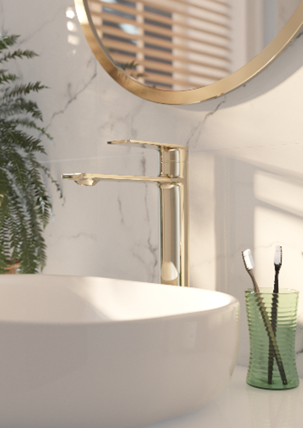 Смеситель для накладной раковины Osgard Fendi Gold 69113, золото