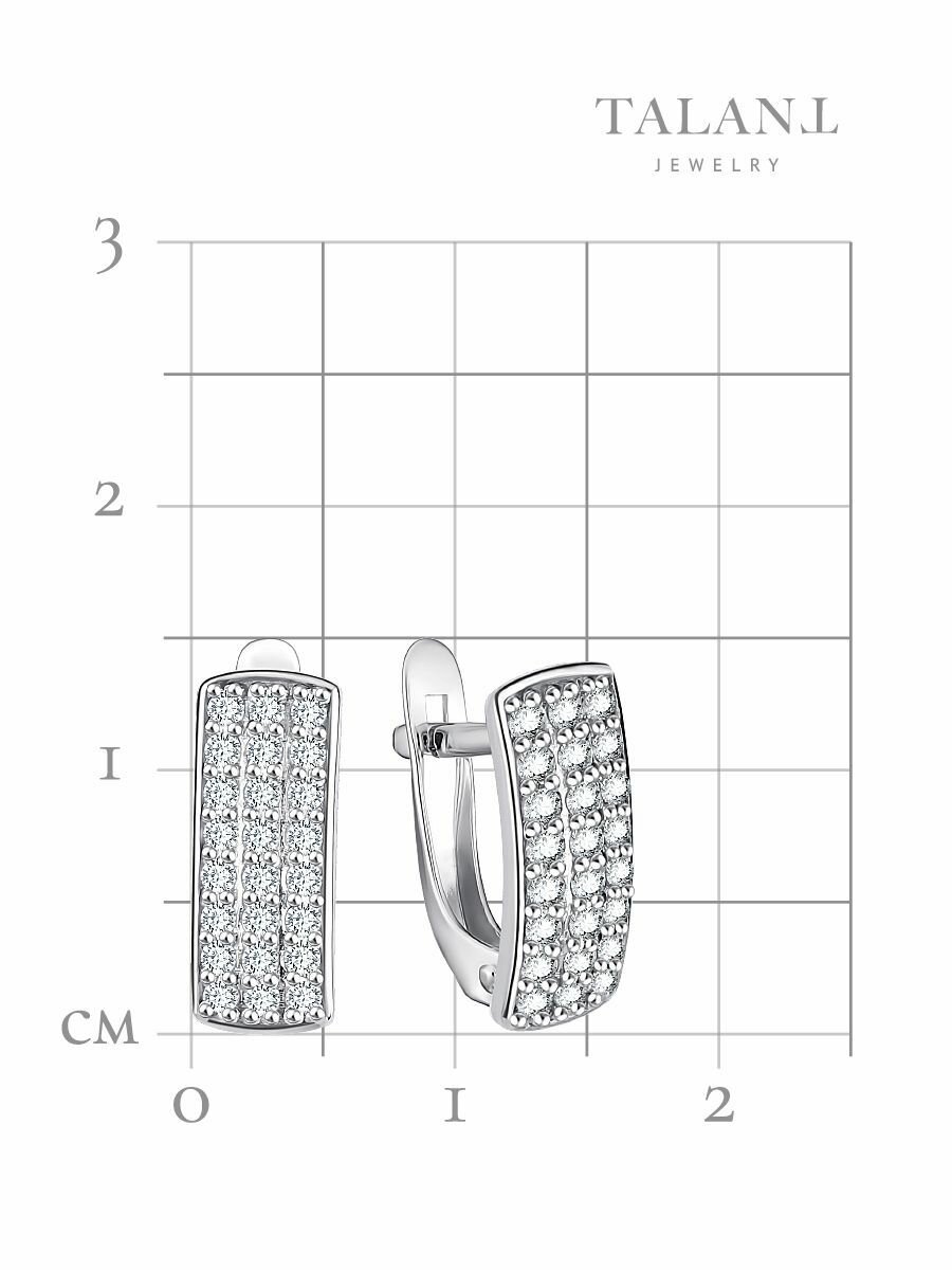 Серьги TALANT, серебро, 925 проба, фианит, длина 1.4 см, , серебристый — фото 1