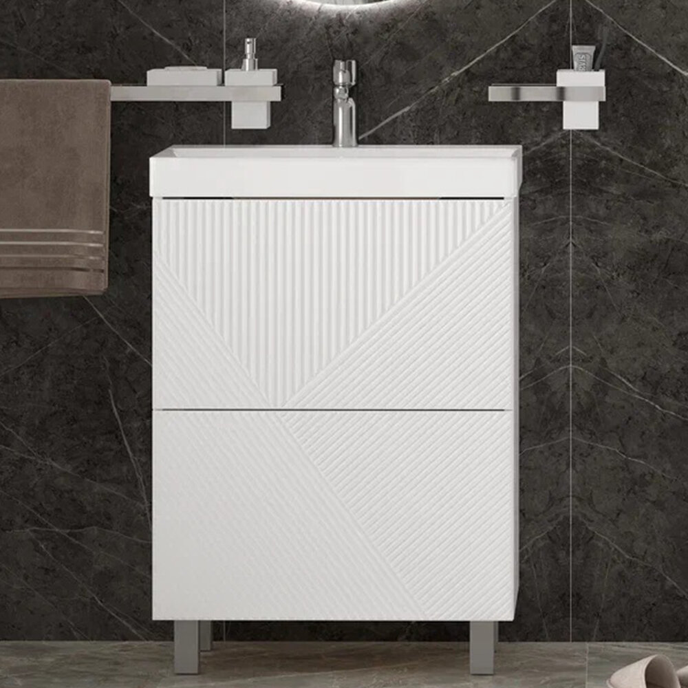 Тумба под раковину напольная Velvex Edge tn. EDG.9696.60.2Y белый глянец, 60 см