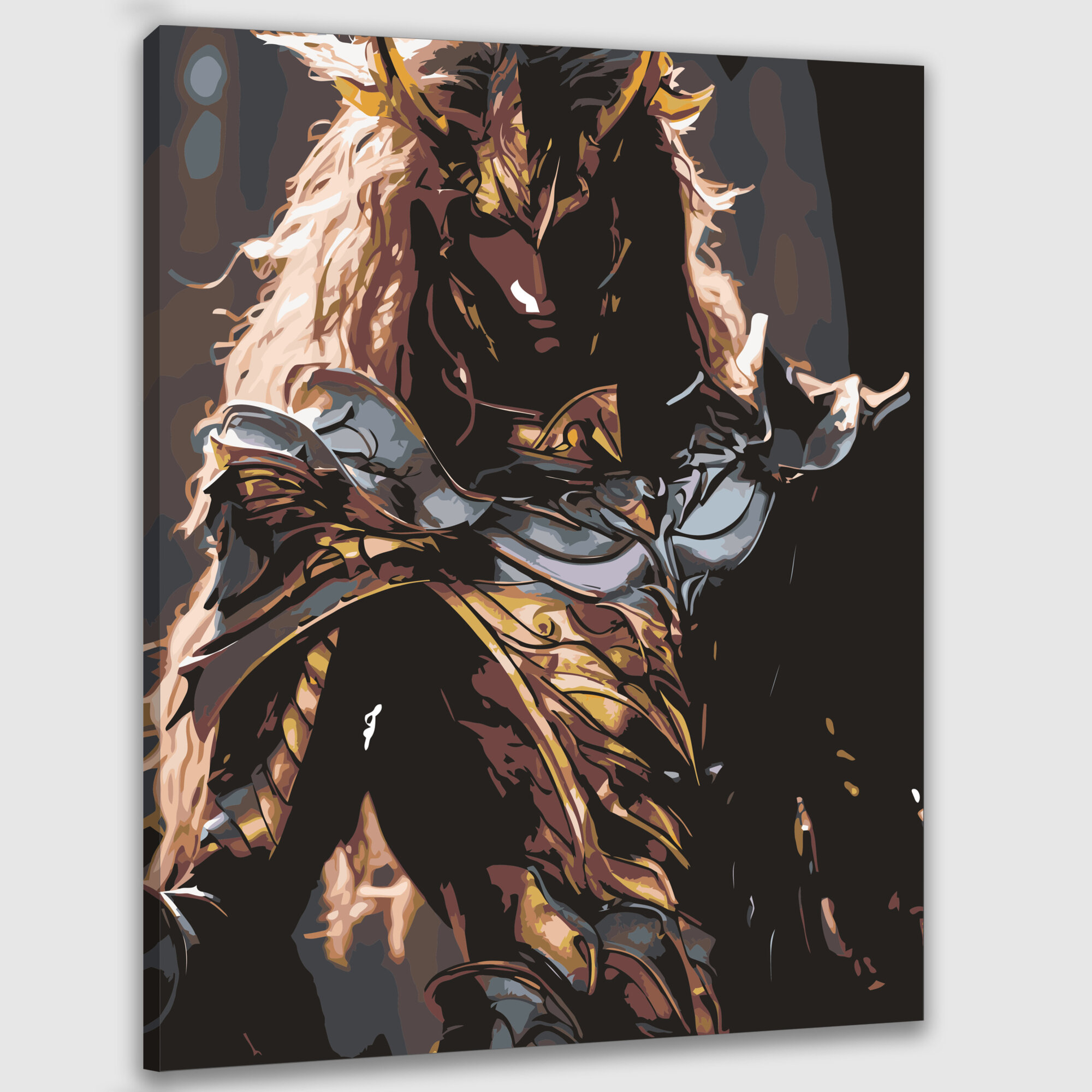 Картина по номерам 40x50 см, косплеер, мифический воин, Меч вечности, доспехи, меч, реалистичные детали, композиция