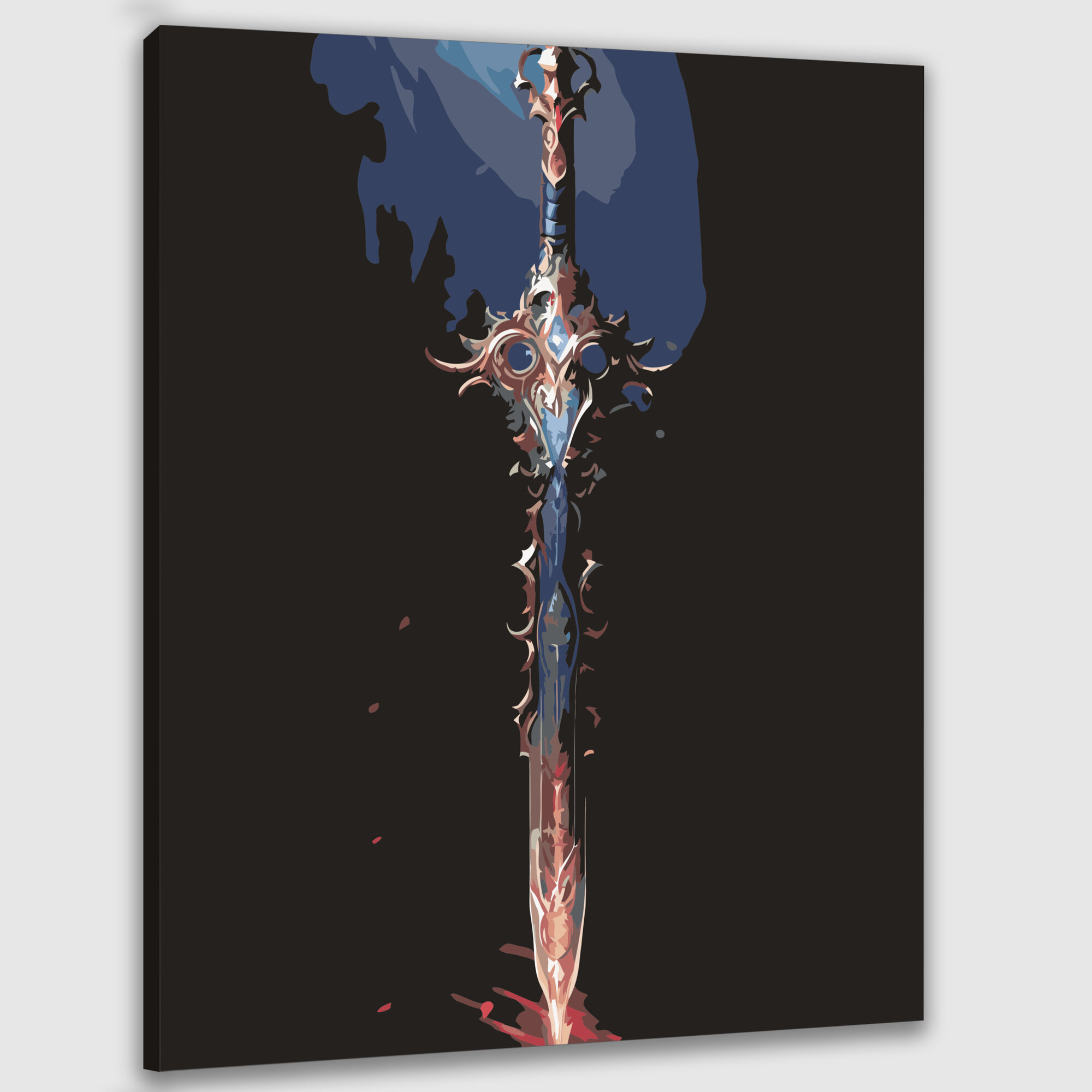 Картина по номерам 40x50 см, меч, Воин Души, фотография, драматическая обстановка, низкое освещение, лезвие, сияние