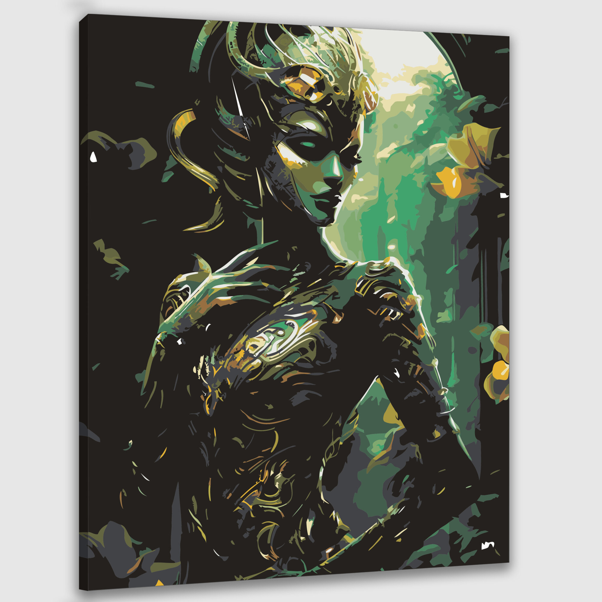 Картина по номерам 40x50 см, цифровая иллюстрация, бал-маскарад, мистический сад, змеи, маска змеи