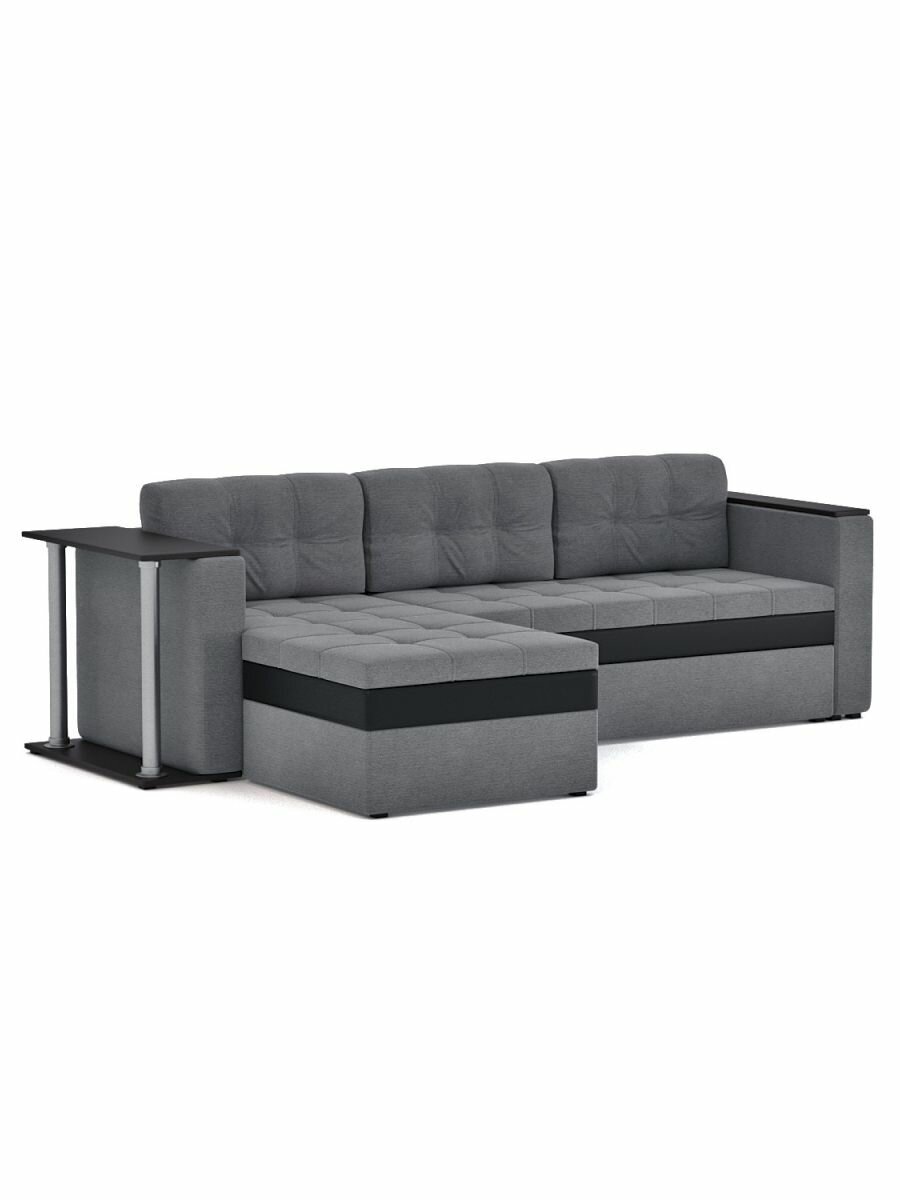 Угловой диван кровать Атланта угол универсальный со столиком Эконом рогожка дрим Грей