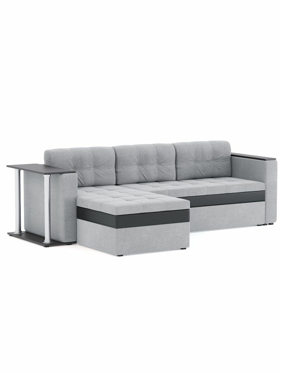 Угловой диван кровать Атланта угол универсальный со столиком Эконом рогожка Дрим Лайт Грей