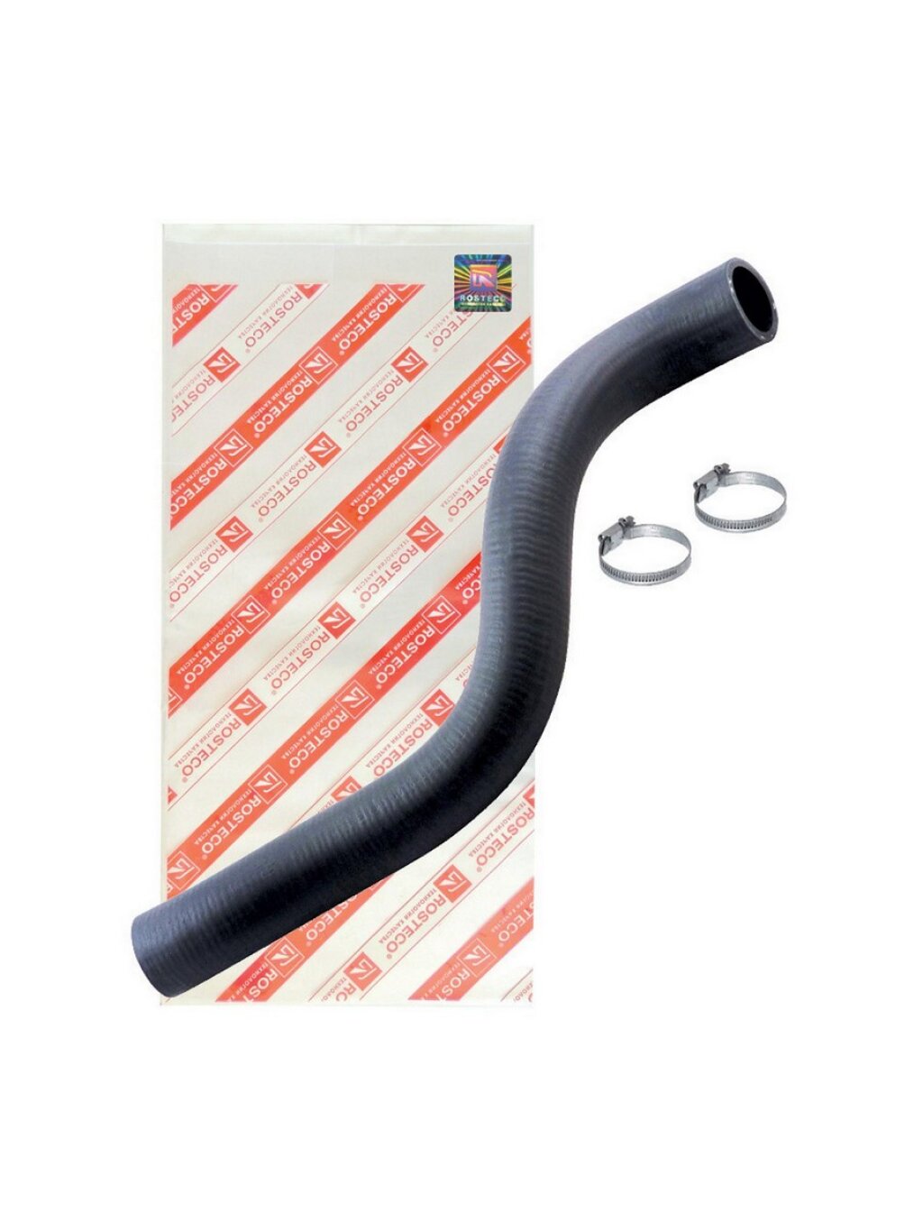 Патрубок системы охлаждения для а/м ВАЗ 2112 (комплект) нижний "Rosteco" с хомутами