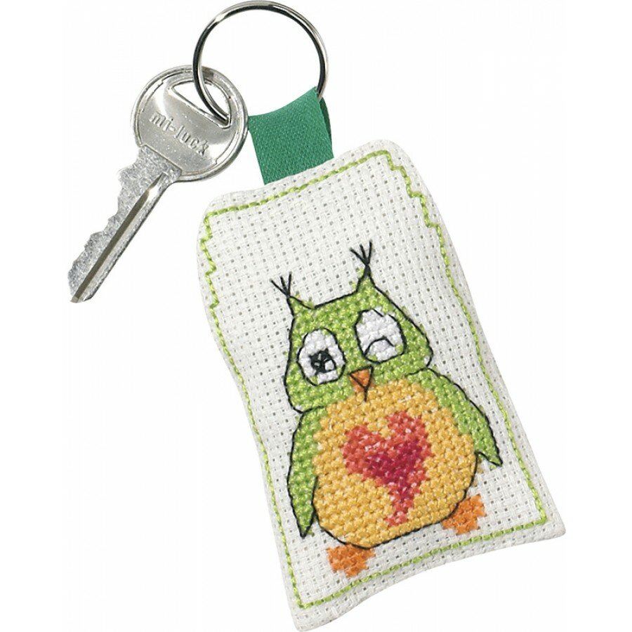 Набор для вышивания Зелёная сова брелок 5 х 7 см PERMIN 11-4319