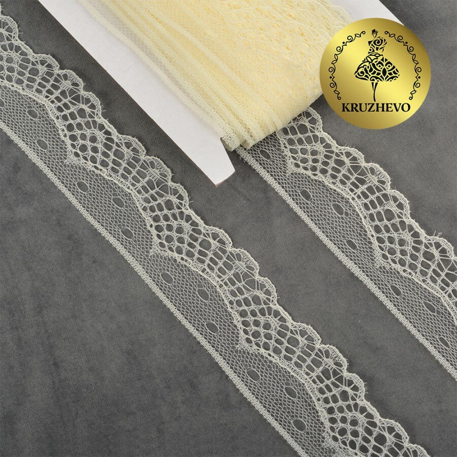 Кружево-трикотаж KRUZHEVO TBY 1667 шир.30мм цв.02 молочный, уп.27,4м