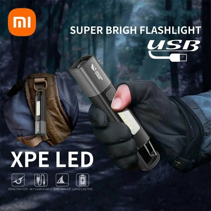 Фонарь Xiaomi SMILING SHARK, Outdoor, Portable, Strong Light, Variable Focus, для кемпинга, рыбалки, прогулок, серый