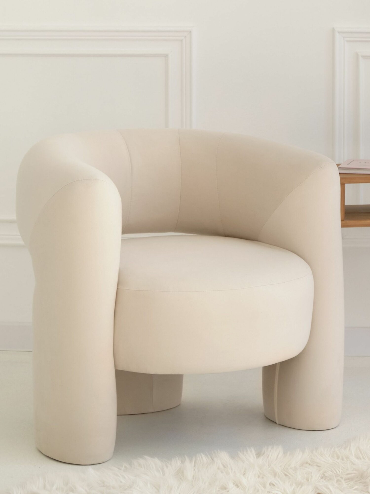 Кресло Клэр мягкое для отдыха дома велюр Jawa Cream 01, XXL 77х77х74 см