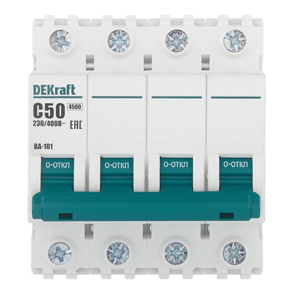 Автоматический выключатель модульный Dekraft BA-101 4Р 50А тип C 4,5 кА 230/400 В (11095DEK) Dekraft 11095DEK