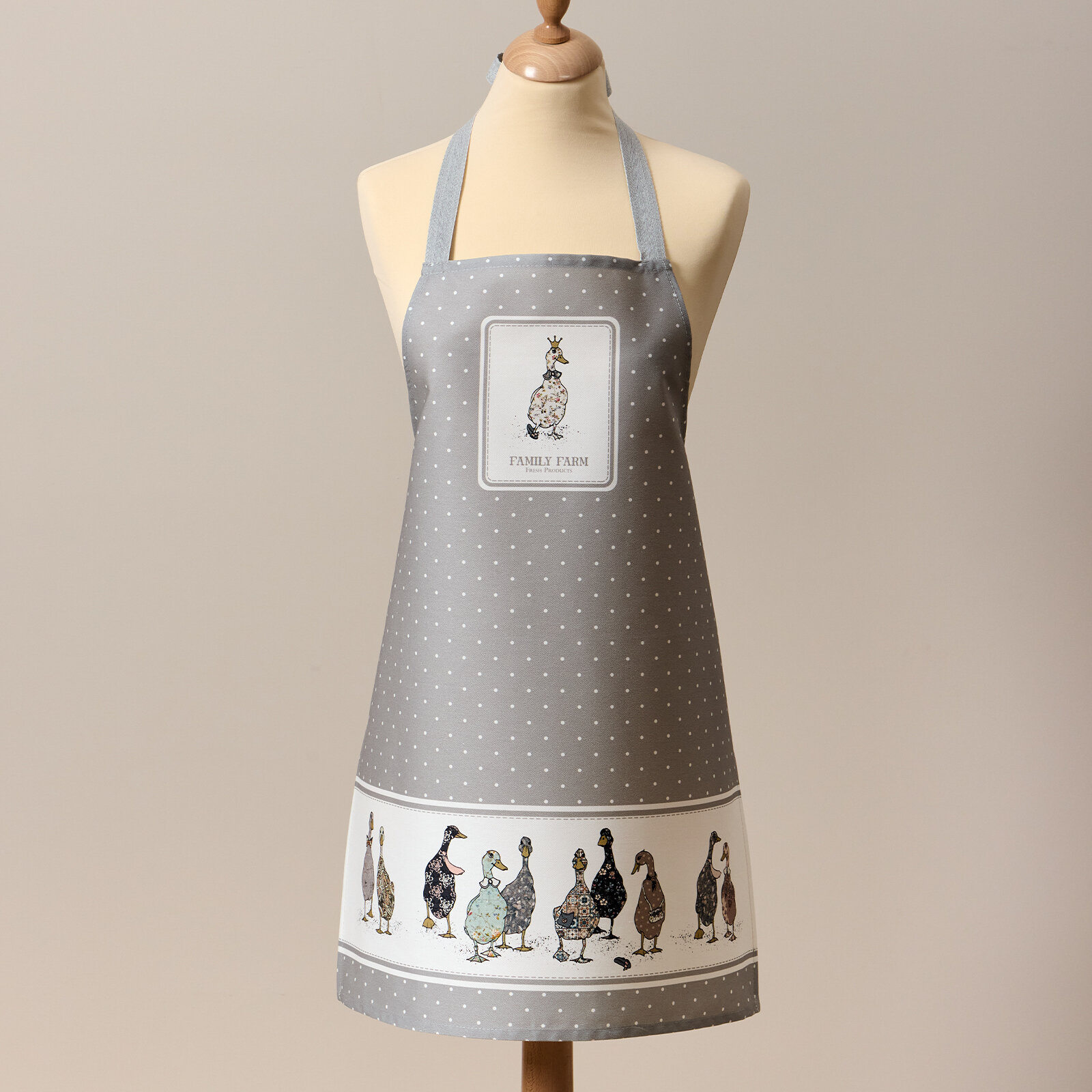 Фартук family farm,60х70см 100% хлопок, серый, кайма, твил, пропитка KSG-850-750-7