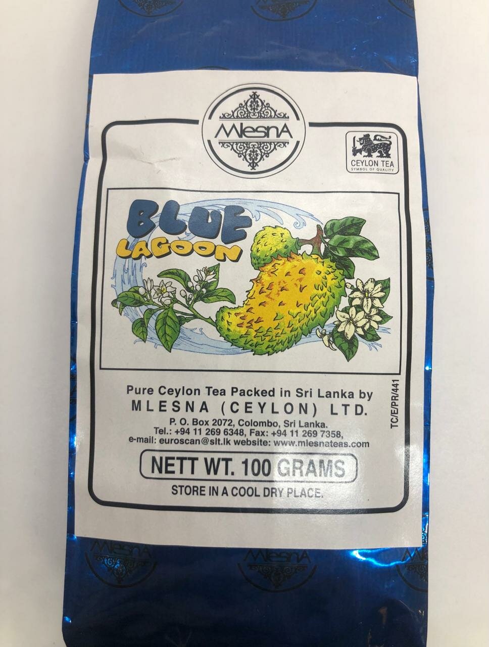 " Млесна" чай цейлонский черный листовой "Блю Лагуна " ( со вкусом саусэпа, бергамота и жасмина ) 100 г