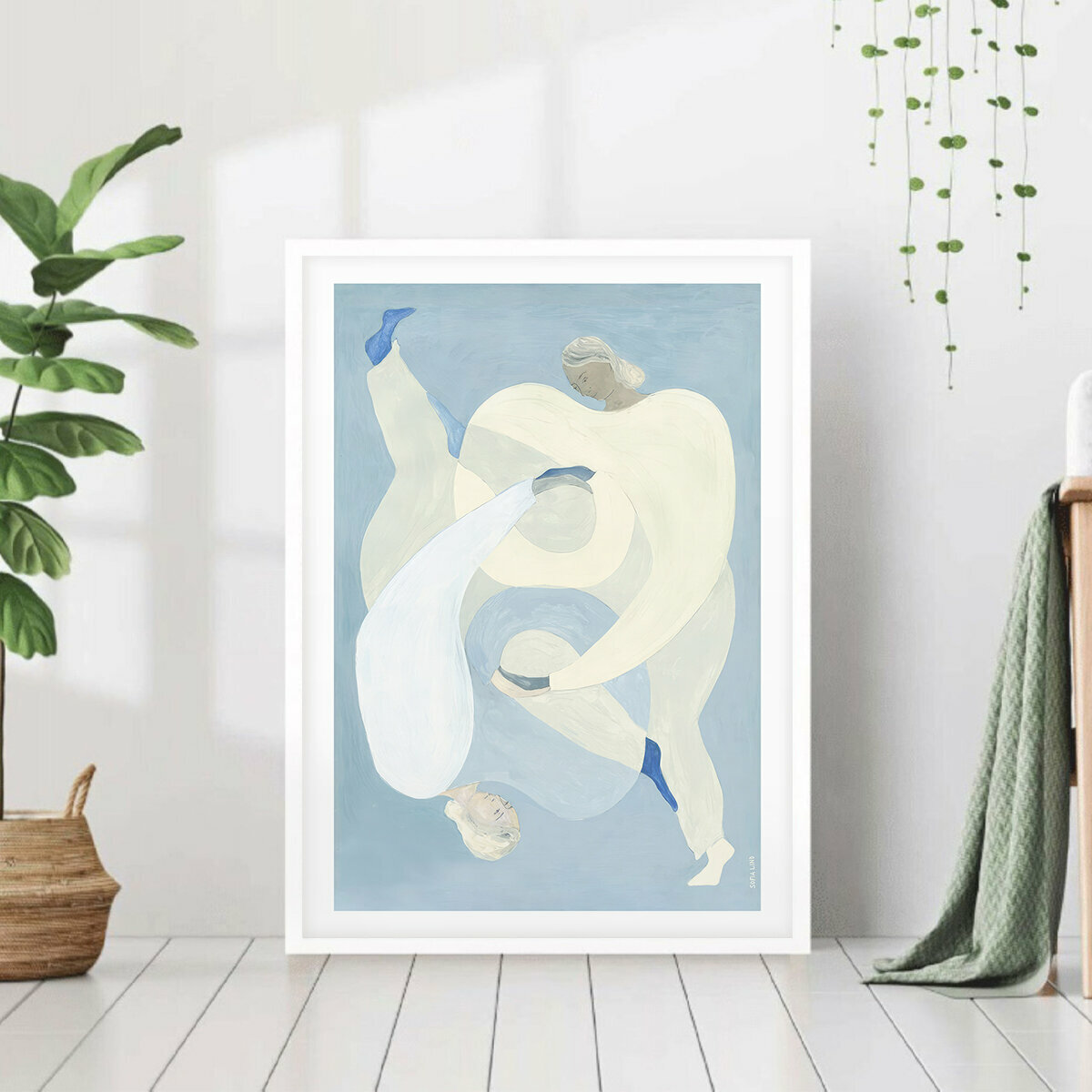 Постер "София Линд девушки в голубом " 40x50 в белой рамке для интерьера на стену