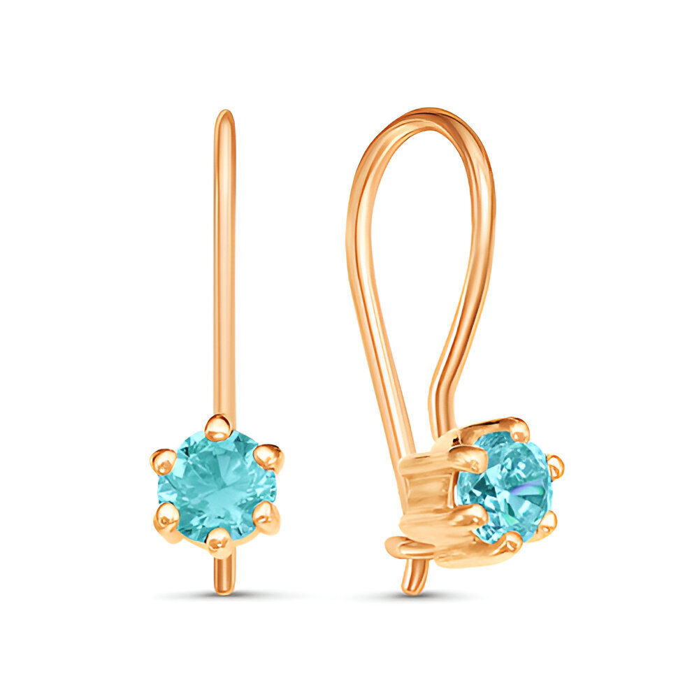 Серьги, красное золото, 585 проба, фианит