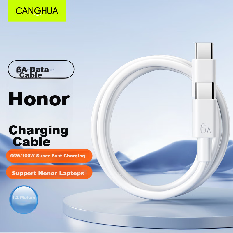 CangHua Compatible with Honor 6A Data Cable, Dual-Head Type-C Charging Cable, 66W/40W Fast Charging, Universal for Honor Magic6/200/X50/Play Phones, Tablets, Laptops, 1.2 Meters