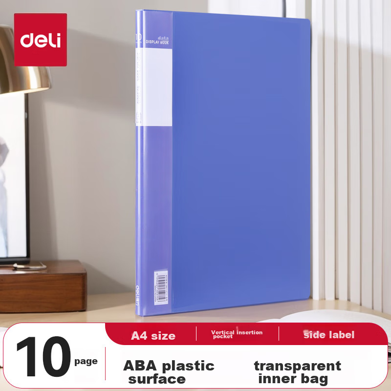 Deli A4/10-Page Document Folder, Loose-Leaf Organizer, File Holder, Sheet Protector, Student Exam Paper Storage, Certificate Collection Folder, Prenatal Check-Up Organizer, Document Protector 33610