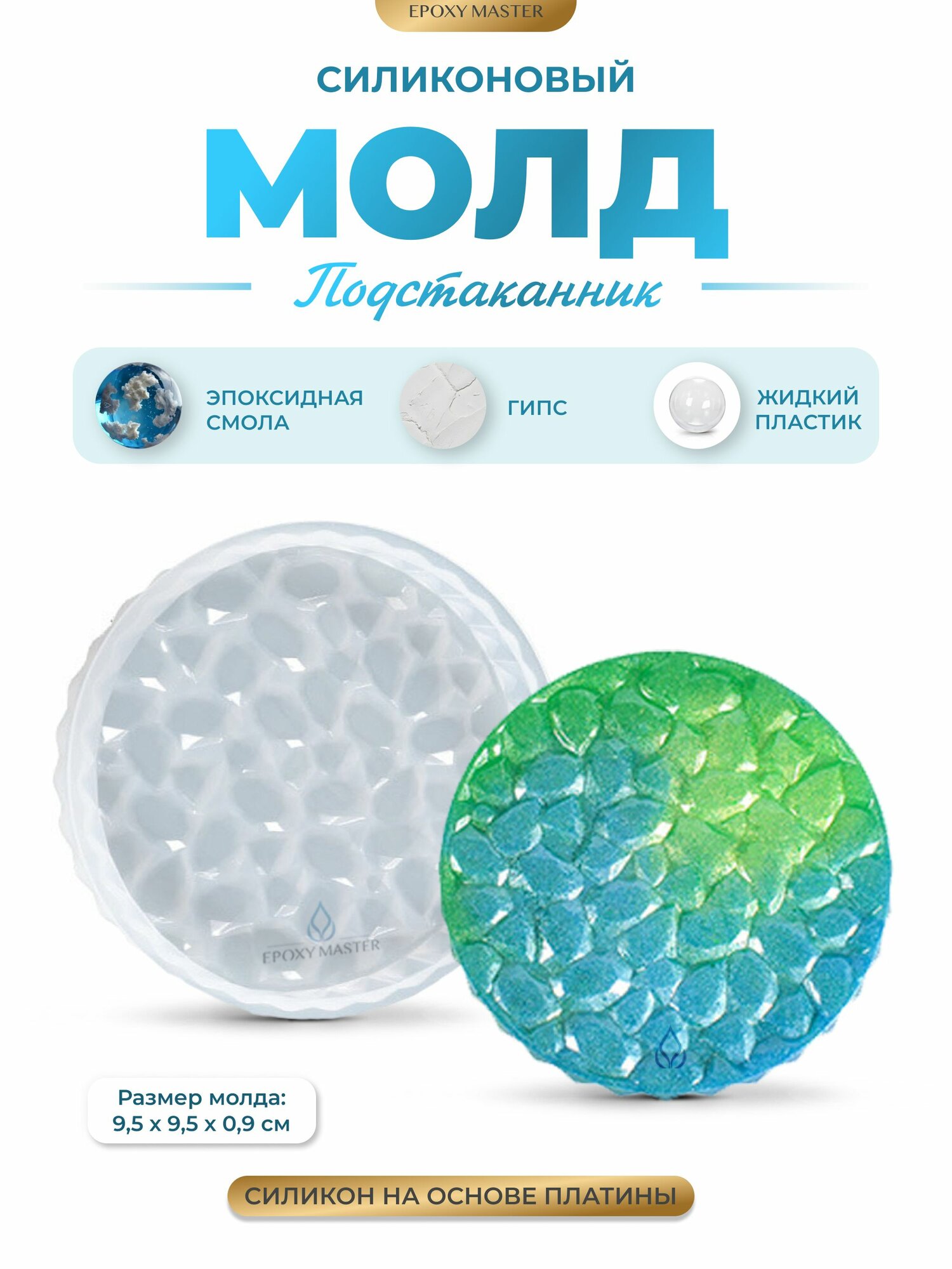 Силиконовый молд - Подстаканник круг с пузырьковым узором, d9см