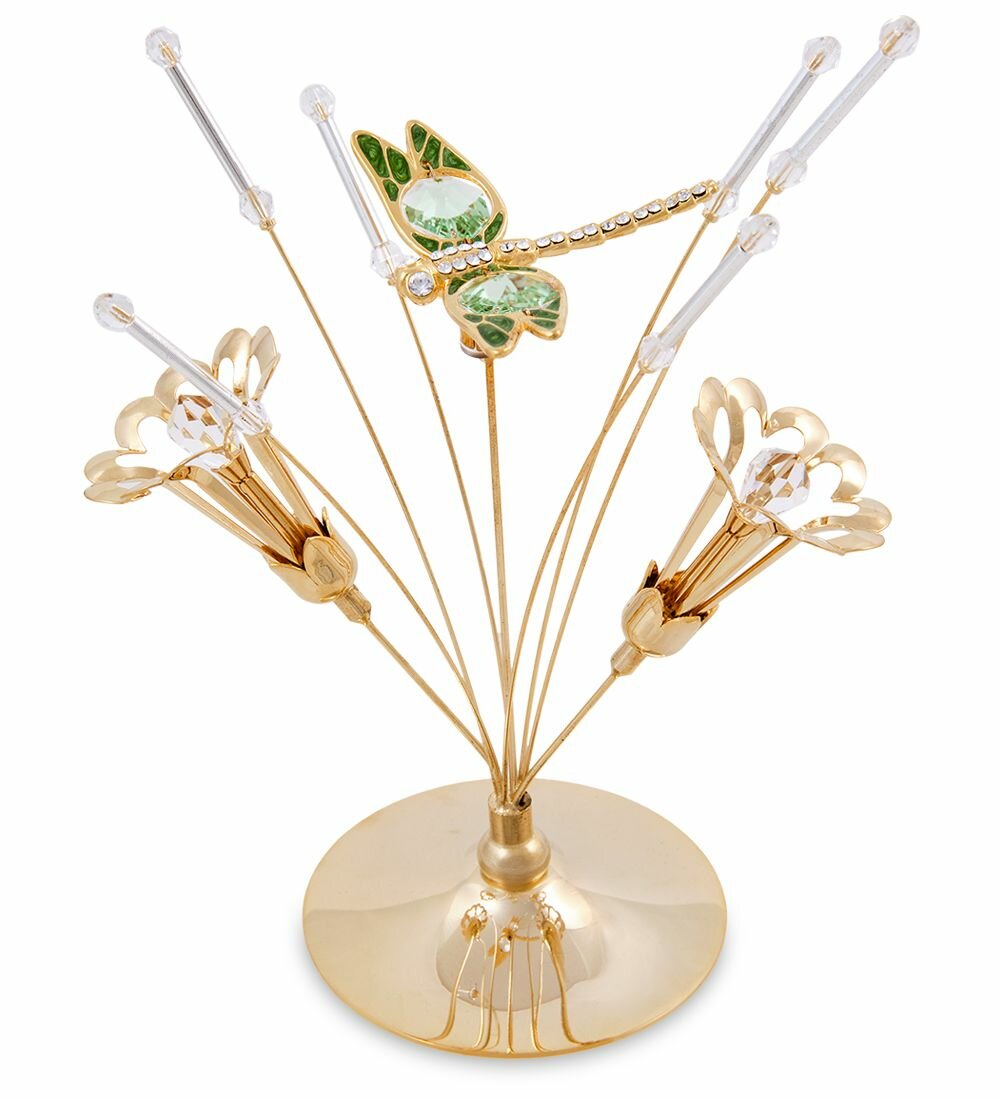 Композиция Стрекоза в камышах с цветными кристаллами