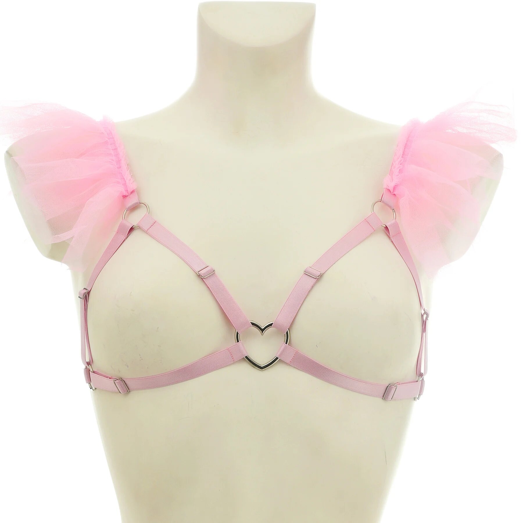 Женский открытый бюстгальтер с бантом, Комплект эротического нижнего белья с вырезами, сексуальное нижнее белье, костюм, корсет, цепочка для тела в стиле Харадзюку, бандаж, подтяжки Розовый, O0916