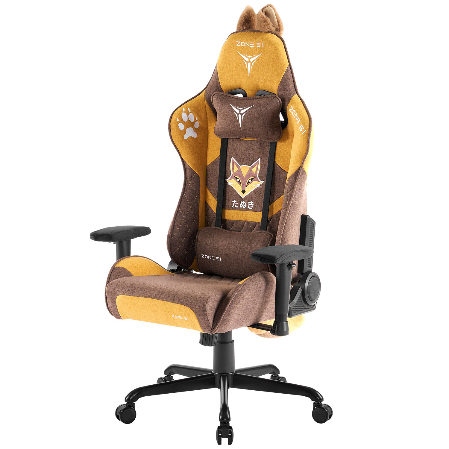Игровое кресло компьютерное ZONE 51 TANUKI коричневый/оранжевый, текстиль